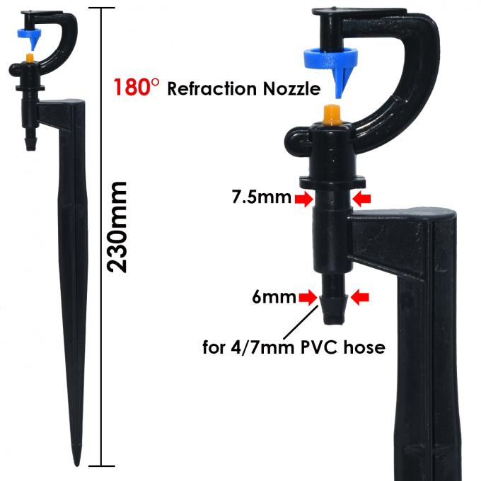 180 Degrees Irrigation Micro Sprinklers On 20cm Stake Watering Sprays